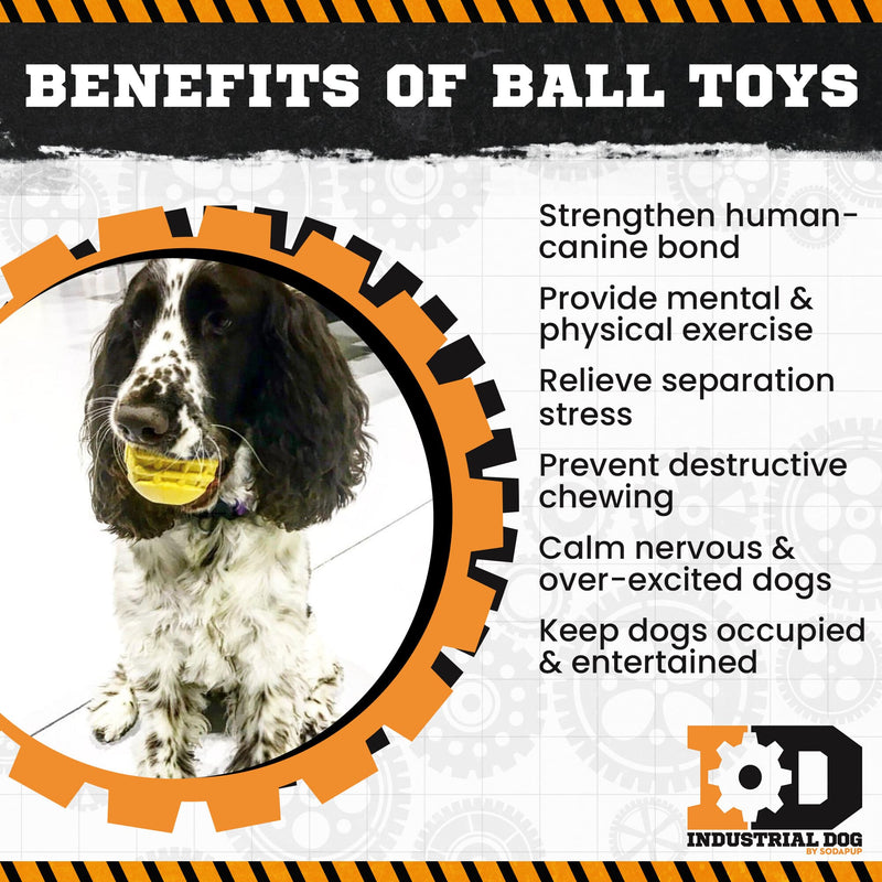 Industrial Dog Ball Rubber Chew Toy for Heavy Chewers | Yellow | USA M ...