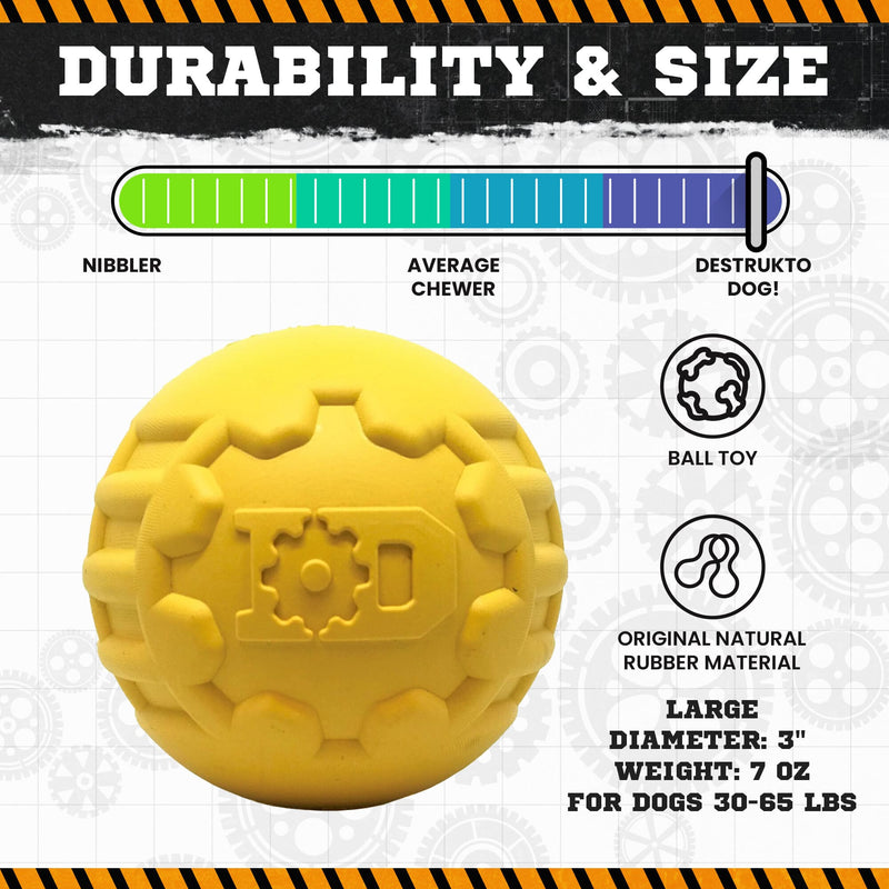 Industrial Dog Ball Rubber Chew Toy for Heavy Chewers | Yellow | USA M ...