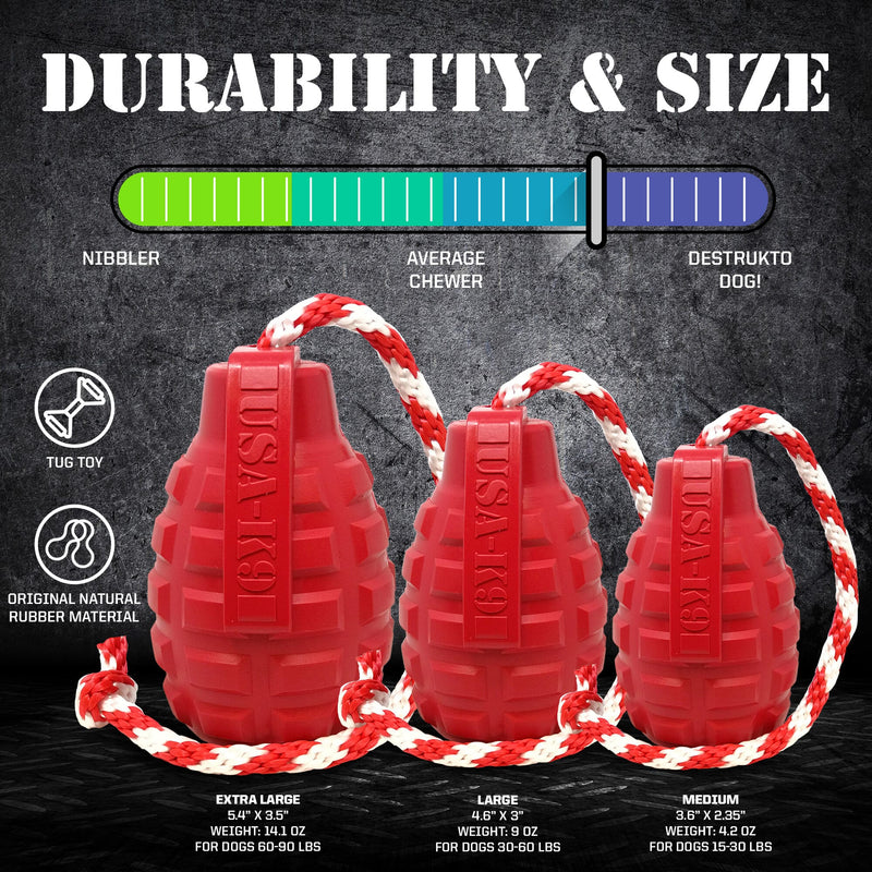 USA-K9 Grenade Rubber Dog Chew Toy | K9 Handler Reward Toy | Blue | US ...