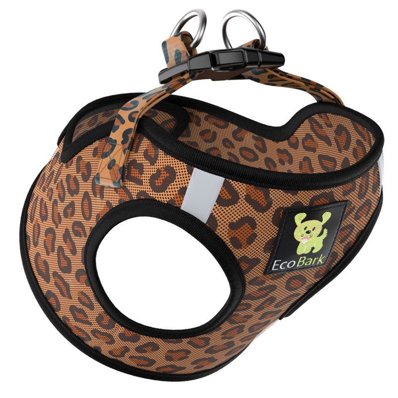EcoBark Leopard Step In Dog Harness - Reflective Soft Mesh Harness for ...