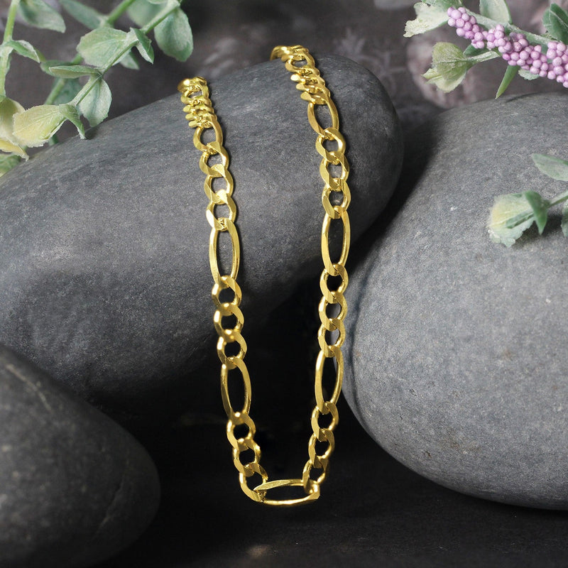 10K Yellow Gold Solid Figaro Chain (4.50 mm) – BIG FRENCHIES