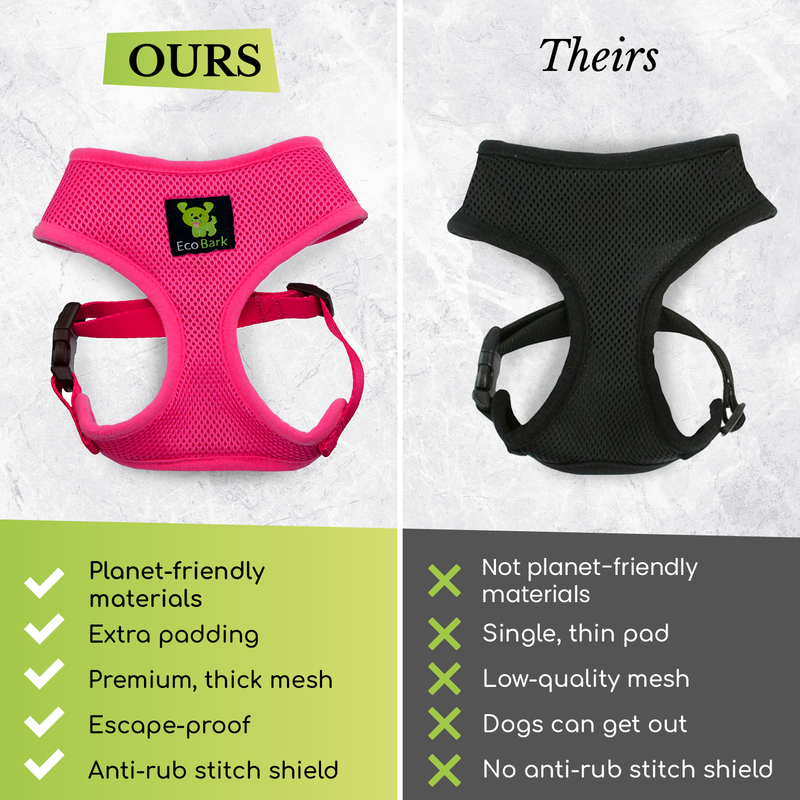 EcoBark Pink Dog Harness - Over-the-Head Soft Mesh Dog Vest Halter for ...