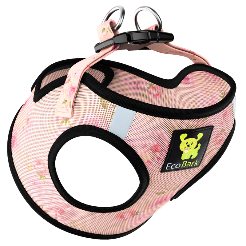 EcoBark French Floral Step In Dog Harness - Reflective Soft Mesh Harne ...