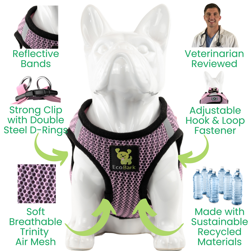 EcoBark Lilac Pink Step In Dog Harness - Reflective Soft Mesh Harness ...