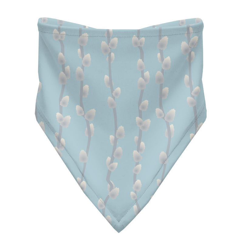 Print Bandana Bib Set of 3 in Spring Sky Pussy Willows, Natural and Ap ...
