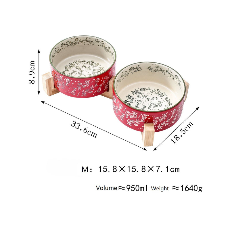 Pet Ceramic Bowl With Stand Garden Pattern – BIG FRENCHIES