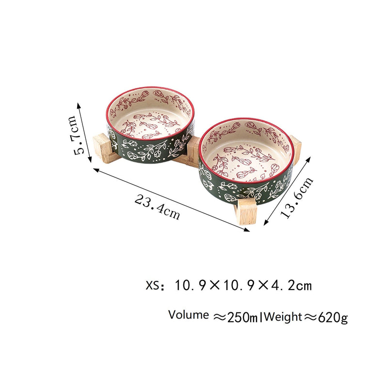 Pet Ceramic Bowl With Stand Garden Pattern – BIG FRENCHIES